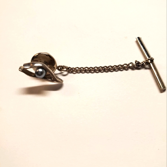 SWANK | Accessories | Vintage Swank Wishbone W Gray Pearl Tie Tack Pin ...